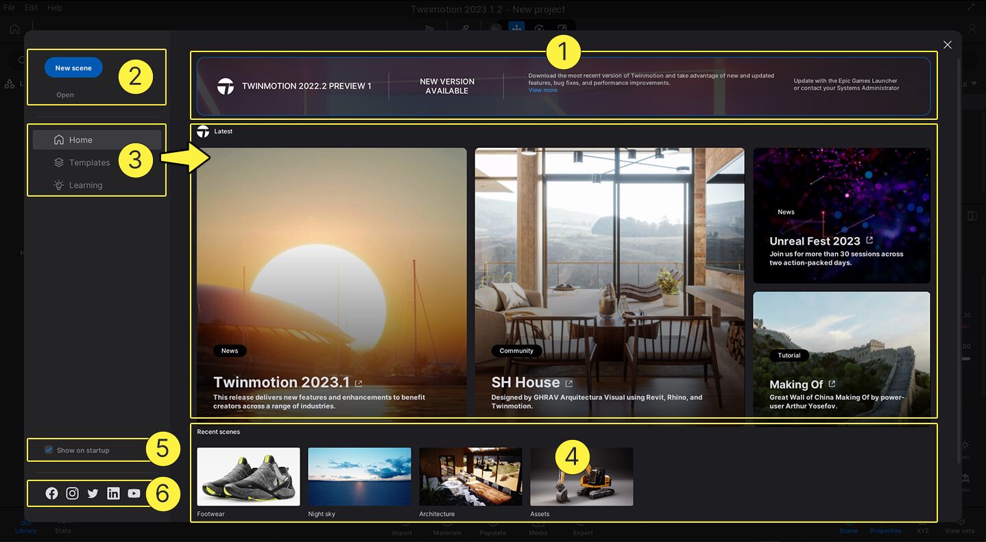 Home tab in the Home panel